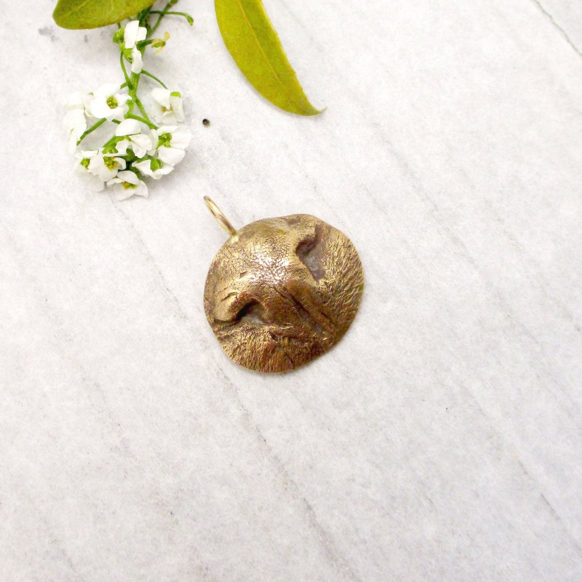 14 Karat Solid Gold Cat Nose Impression Pendant from your own Cat's ...