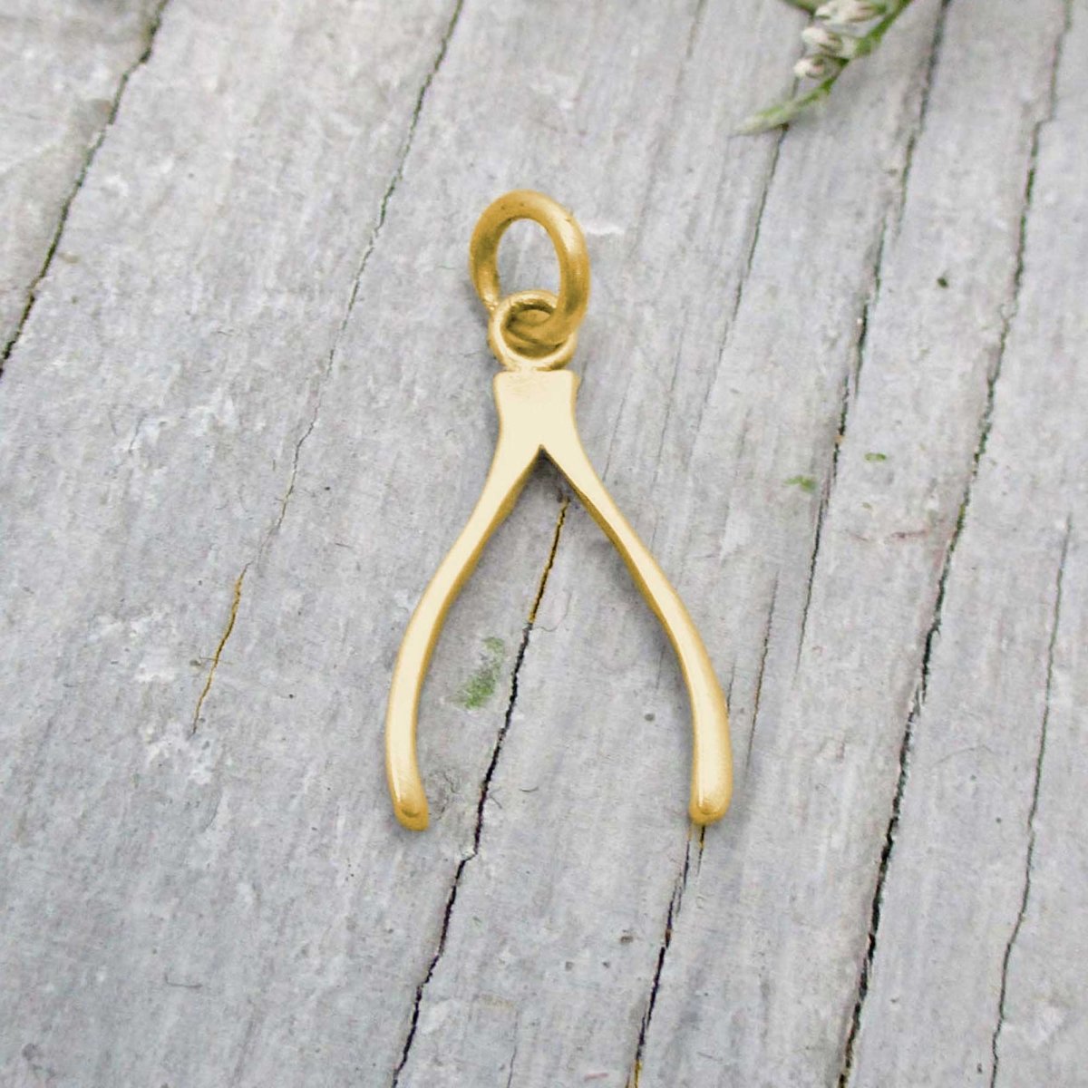 14k Gold Wishbone Good Luck Charm Custom Handmade Personalized and ...