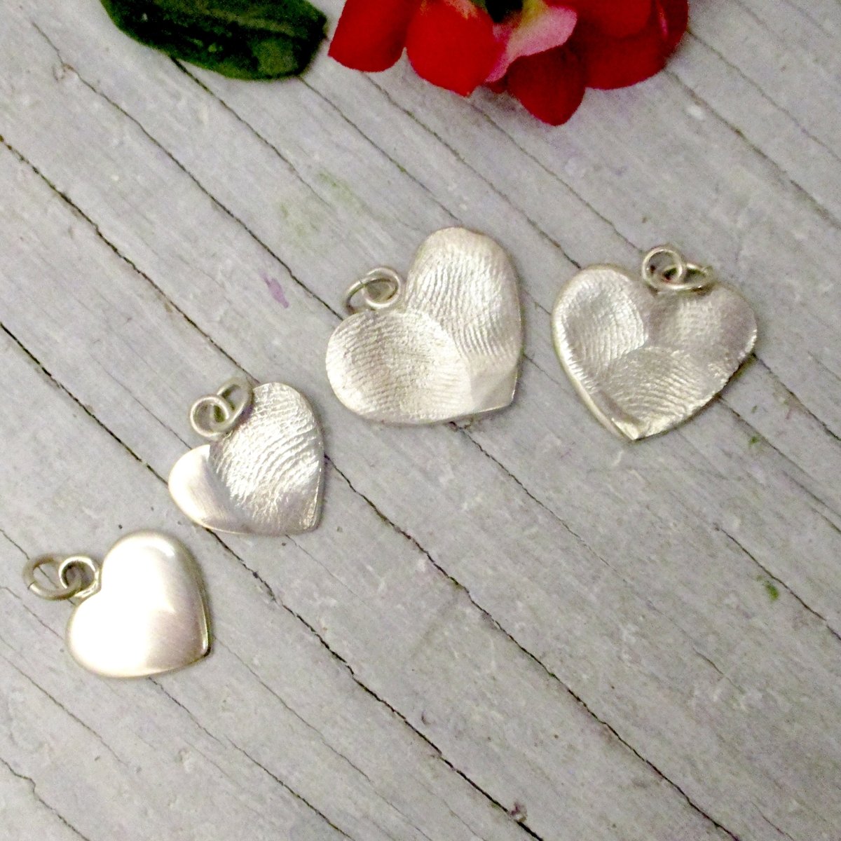 Heart Shaped Solid Silver Fingerprint Impression Pendant - Add 1 - 3 ...