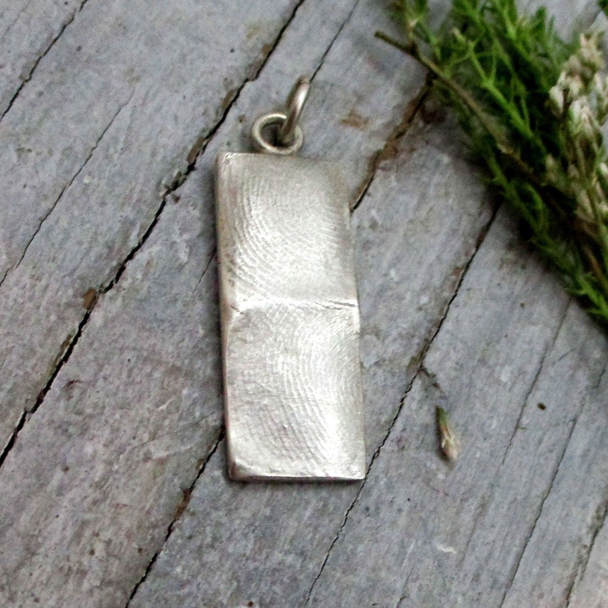 Rectangle Live Fingerprint Impression Pendant 1 inch in Sterling Silver ...
