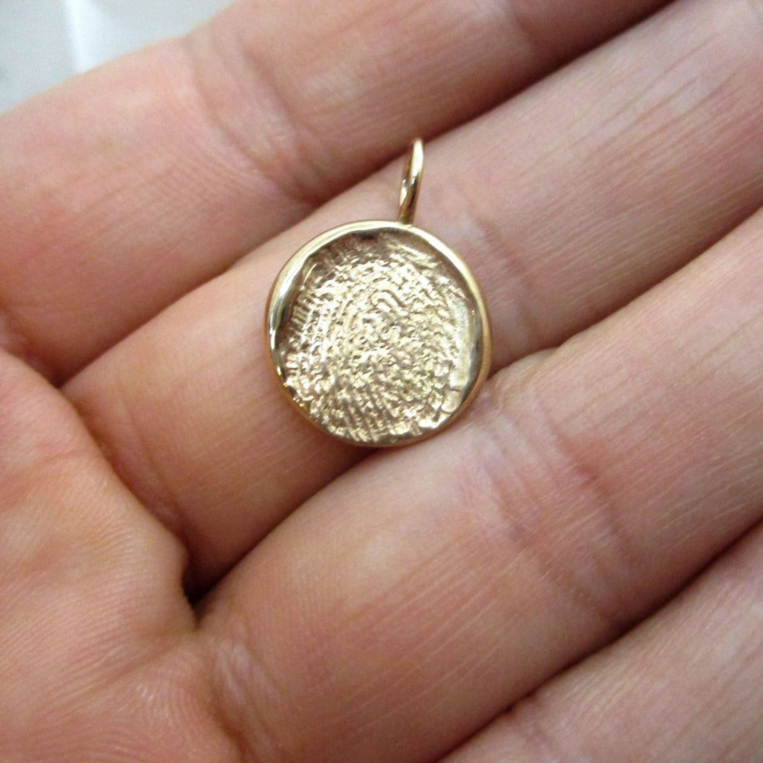 Small Size Solid 14k Gold Organic Shaped Fingerprint Pendant from Digi ...