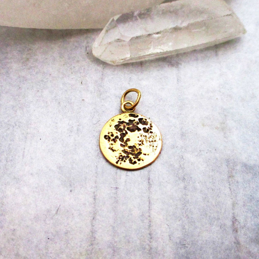 Solid 14 Karat Gold Full Moon Charm Small Version Custom Handmade ...