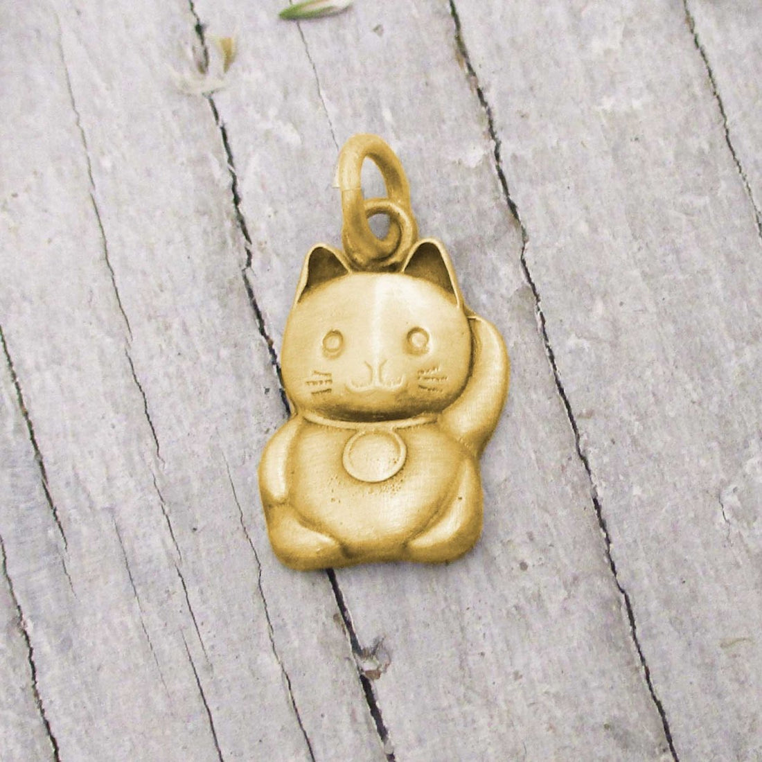 Solid 14 Karat Gold Lucky Cat Charm Custom Handmade Personalized and ...