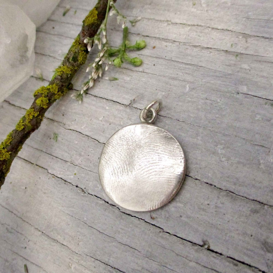 Solid Silver Fingerprint Impression Disc Pendant - Add 1 - 3 ...