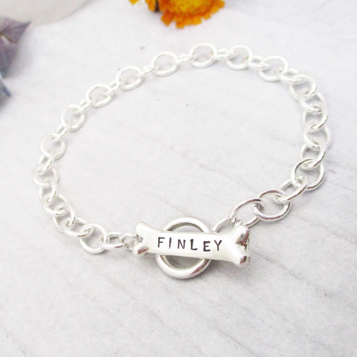 Sterling Silver Dog Bone Toggle Bracelet Custom Handmade Personalized ...