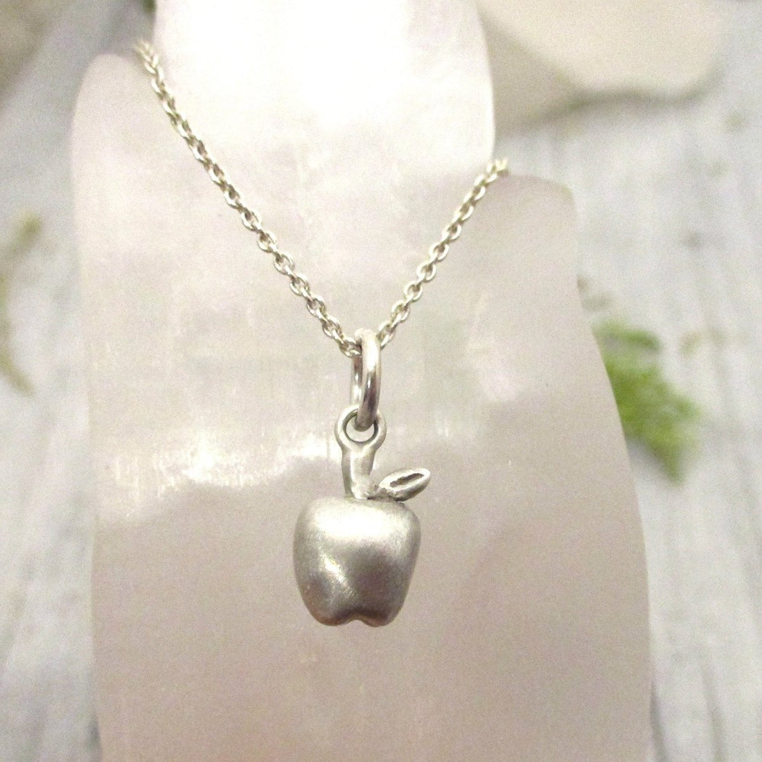Whole Apple Charm in Solid Sterling Silver Custom Handmade Personalized ...