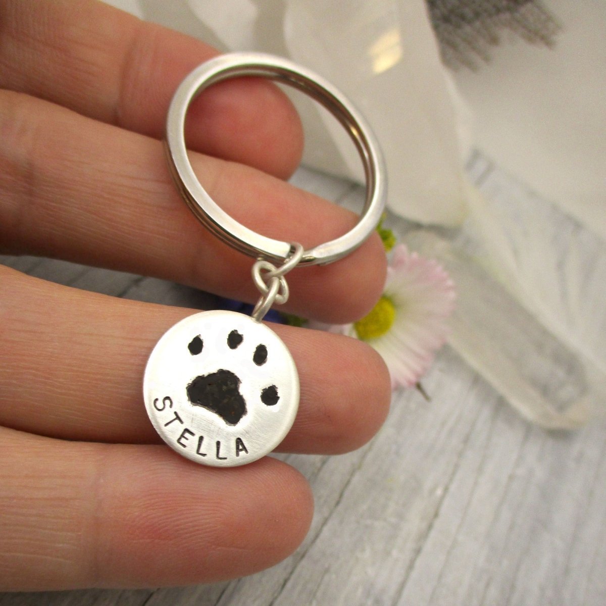 Your Dog's or Cat's Actual Paw Print Key Ring 19mm Custom Handmade ...