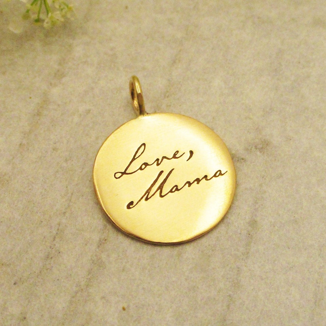 Your Handwriting Disc in 14 Karat Yellow Gold - Email us your Image ...