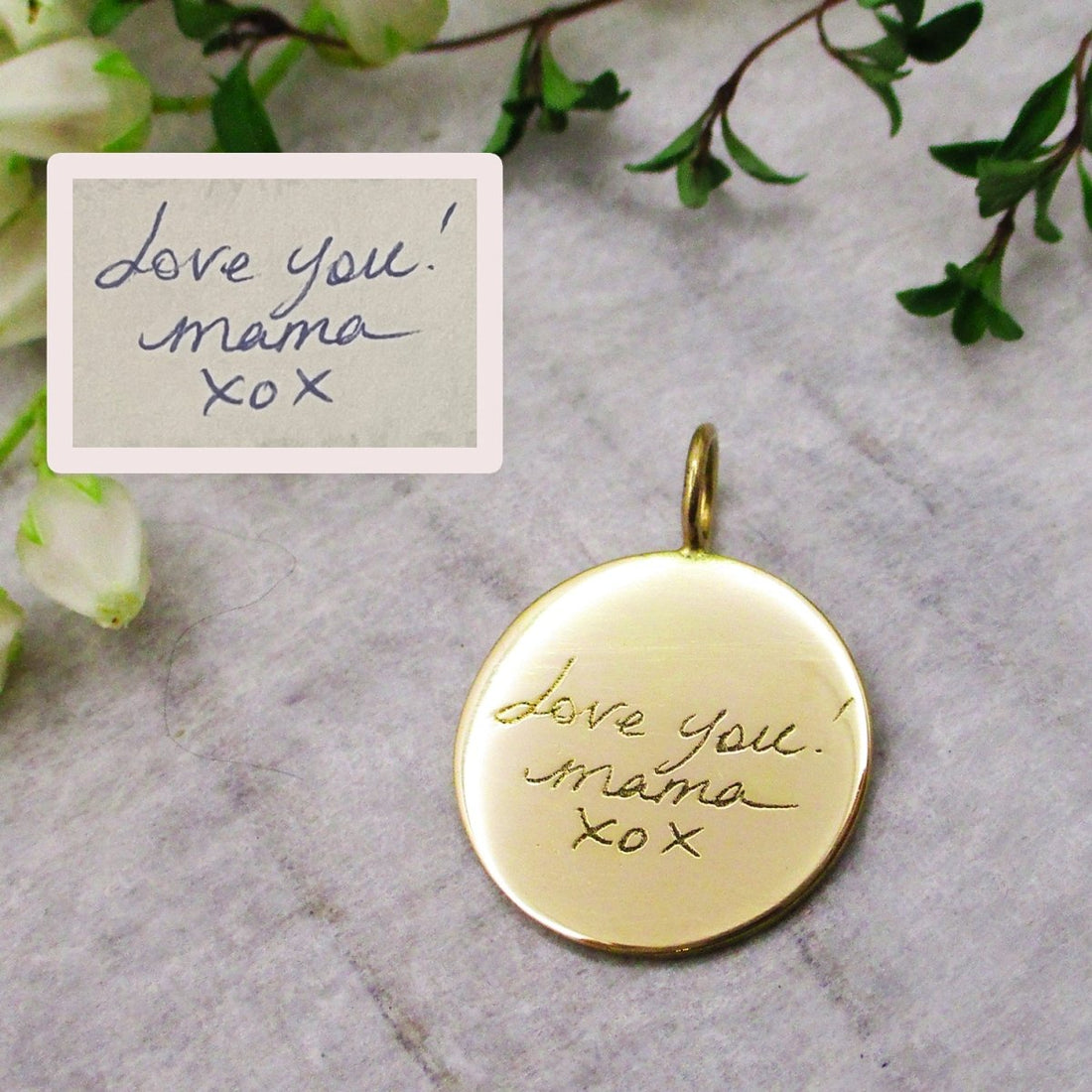 Your Handwriting Disc in 14 Karat Yellow Gold - Email us your Image ...